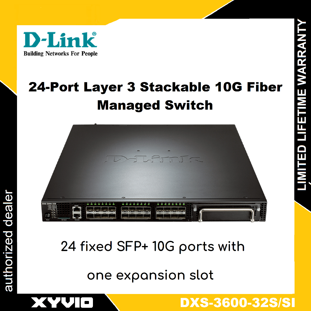 D-LINK DXS-3600-32S 24-Port Layer 3 Stackable 10G Fiber Managed Switch ...