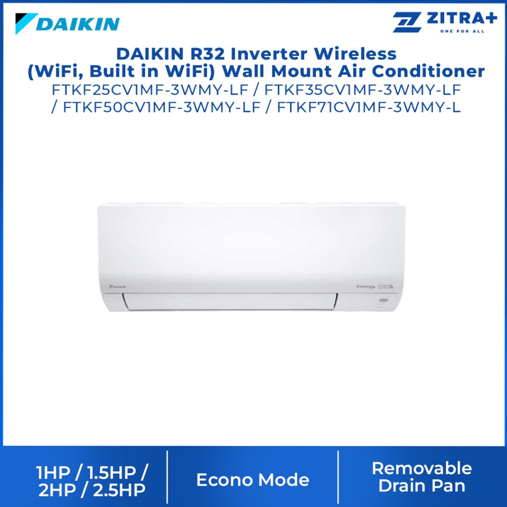 DAIKIN 1HP/1.5HP/2HP/2.5HP R32 Inverter Wireless (WiFi, Built in WiFi) Wall Mount Air ...