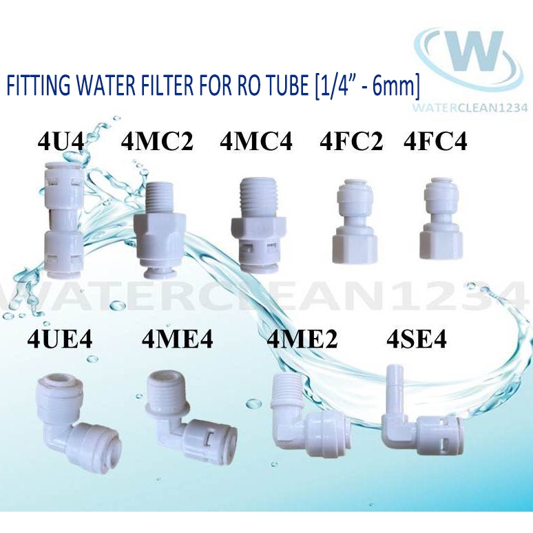 Water Filter Fitting Connector For RO Tube (6mm=1/4") 4U4/4MC2/4MC4 ...