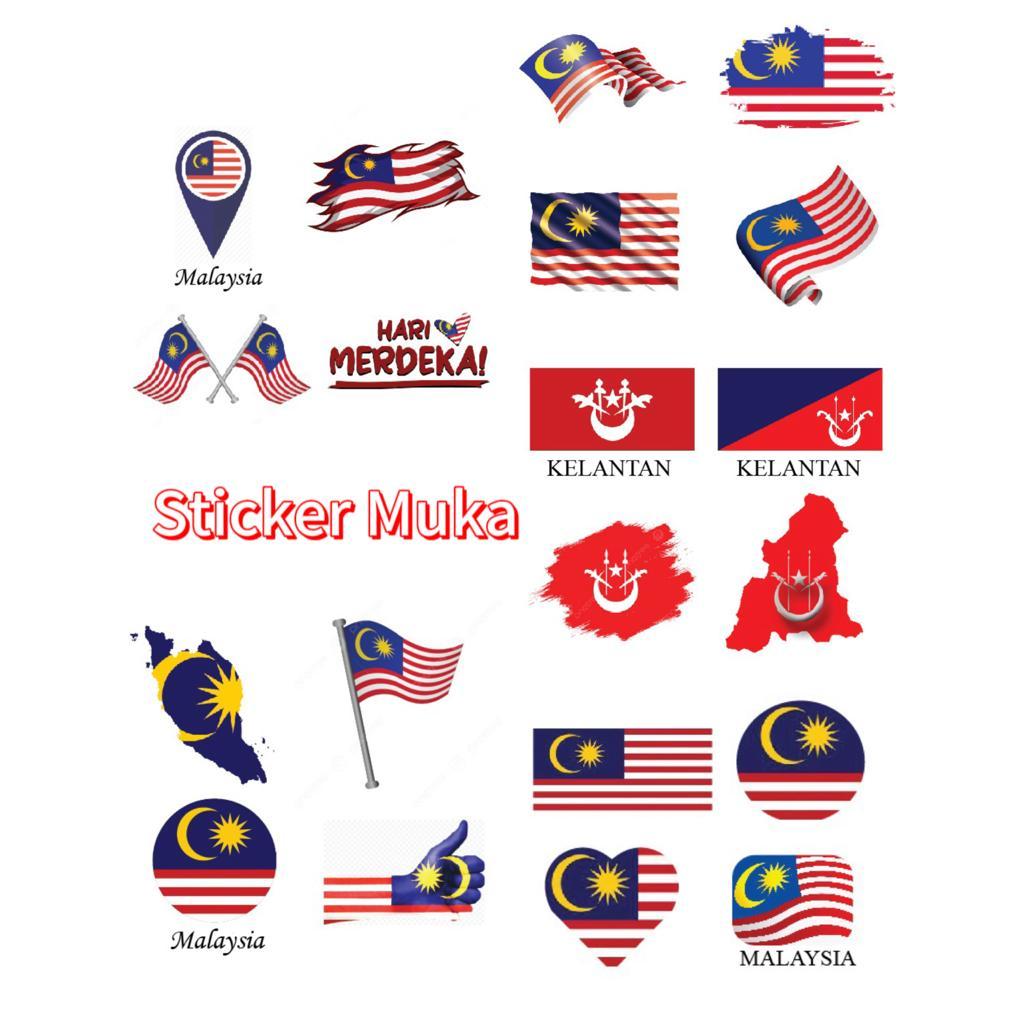 Sticker Muka Merdeka Kalis Air/Malaysia Flag/ Malaysia Logo/ National ...