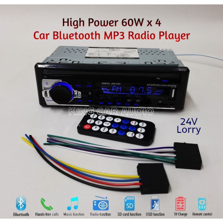 24V High Power MP3 Radio USB Bluetooth Car Player SD Card Aux Radio ...