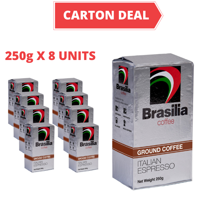 Carton Deal - Brasilia Coffee Ground Brick Pack Italian Espresso 250g x ...