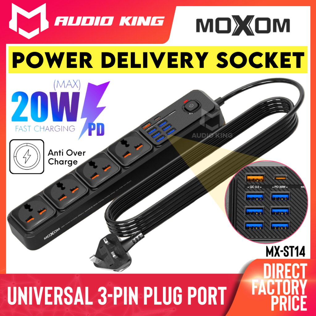 MOXOM Extension Heavy Duty Wire Plug With Usb A Type C Port AKST14 ...