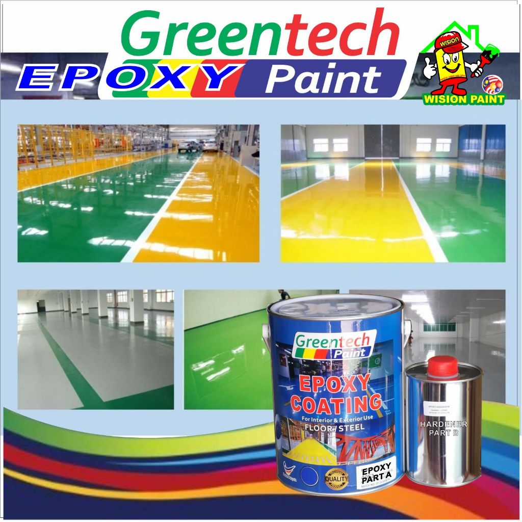 5L or 1L Epoxy paint ( GREENTECH PAINT ) Cat Lantai HEAVY DUTY [Include Hardener] Coating ...