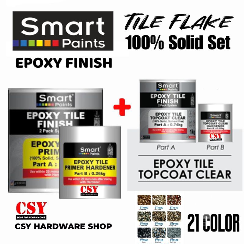 Smart Paint Epoxy Tile Flake Premium Colors set / 100% Solid Tile Flake ...