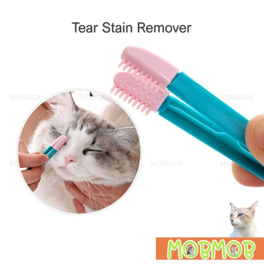 Cat Tear Stain Remover Soft Rubber Brush Cleaning Cat Eye Grooming Kit ...