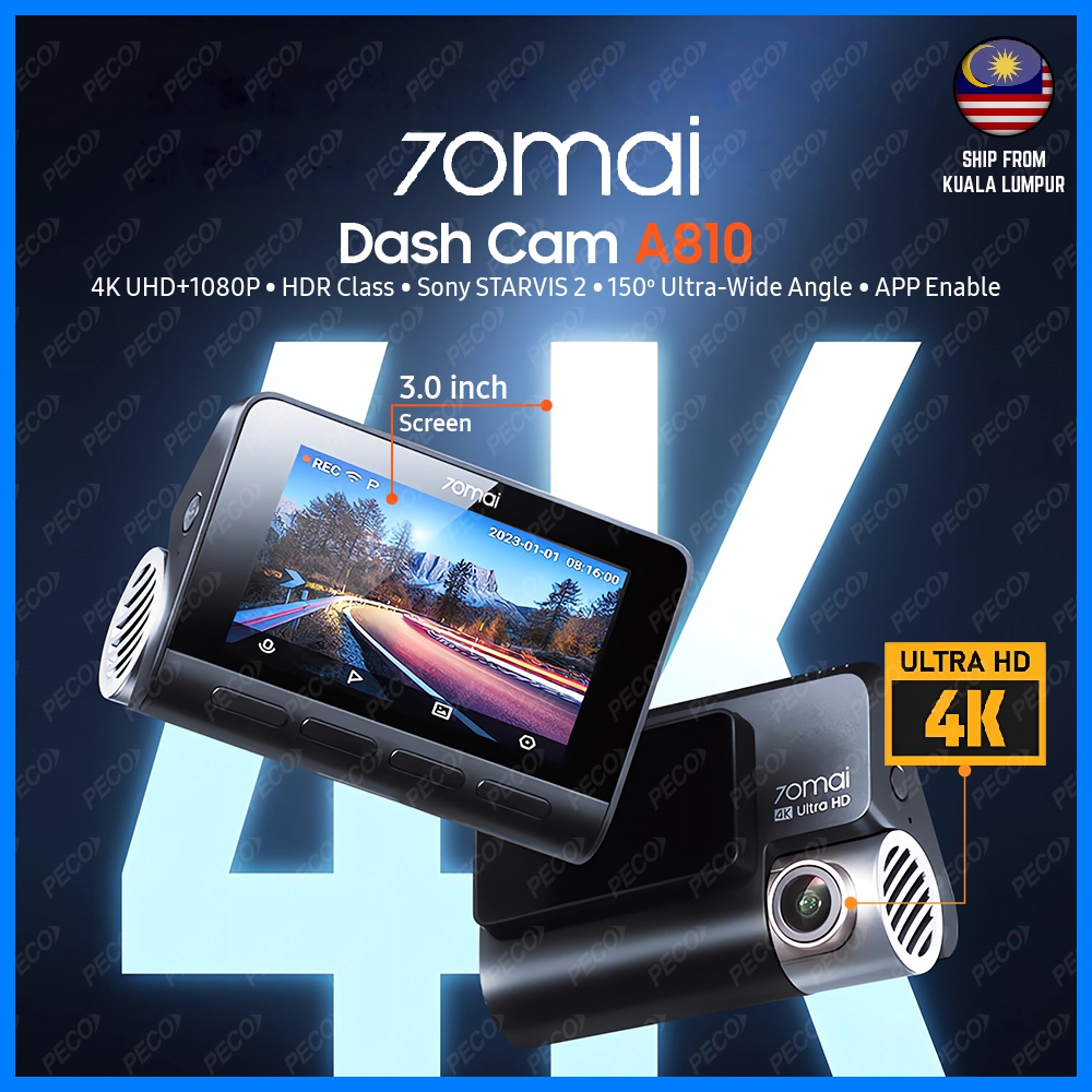 70mai A810 Dashcam 4K UHD+1080P / HDR Class / Sony Starvis 2 IMX678 ...
