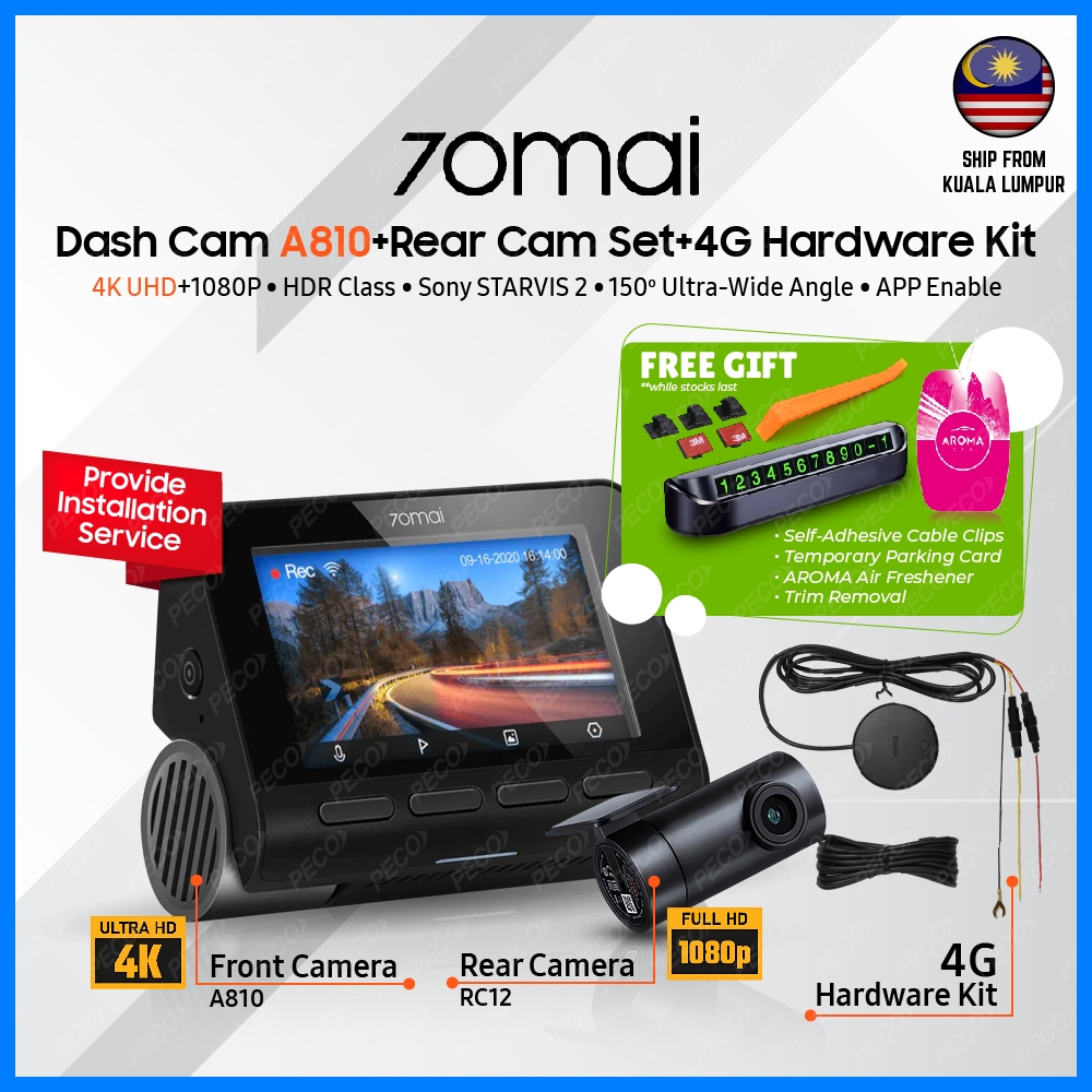 70mai A810 Dashcam 4K UHD+1080P / HDR Class / Sony Starvis 2 IMX678 ...