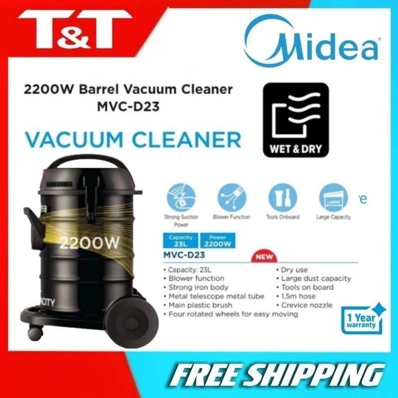 MIDEA Wet and Dry Vacuum Cleaner 2200W MVC-D23 | Shopee Malaysia