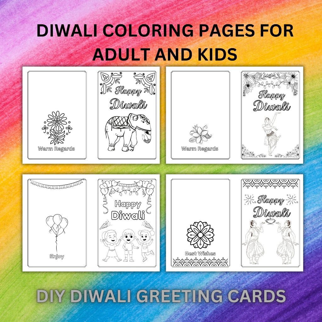 Deepavali Greetings Card DIY Coloring| Diwali Greeting Card Coloring ...