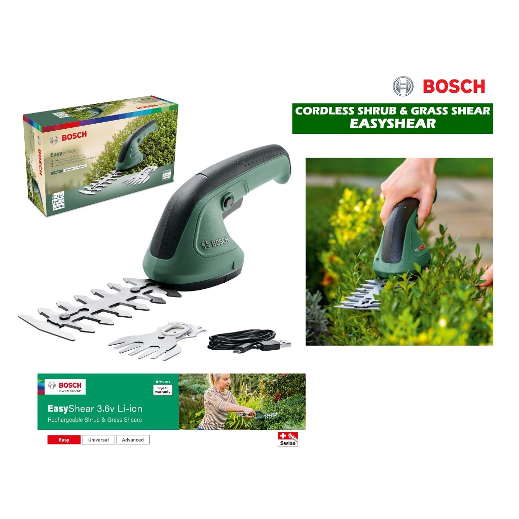 Bosch Easy Shear 3.6V Cordless Shrub and Grass Shear Set | Shopee Malaysia