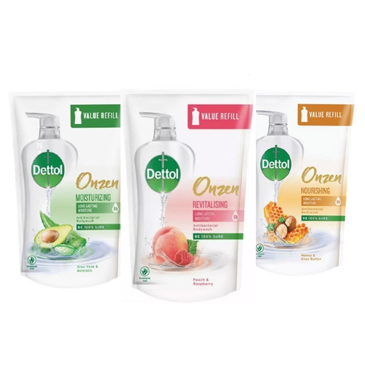 (AUTO FREE SHIPPING) (short exp) Dettol Onzen Shower Gel Refill Pack Body Wash 500g/850g (Honey ...