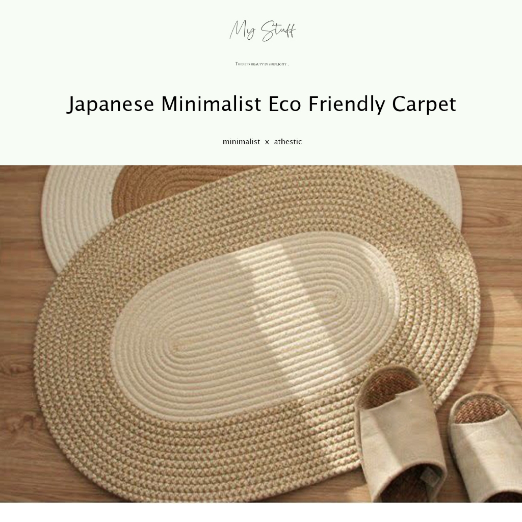 Mystuff527 Minimalist Handmade Straw Weaving Carpet Mat 100% Eco ...