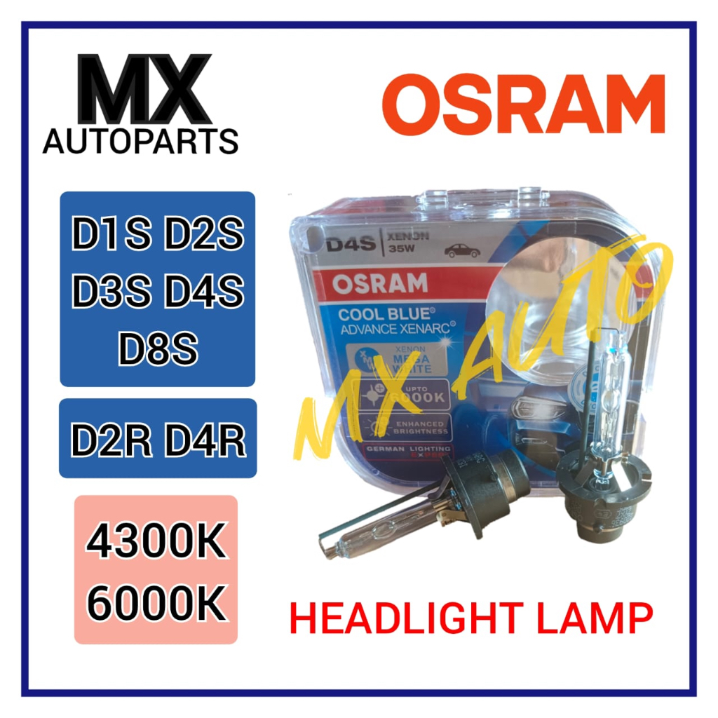 OSRAM HID XENON BULB CAR HEADLIGHT LAMP MENTOL LAMPU KERETA D1S D2S D2R ...