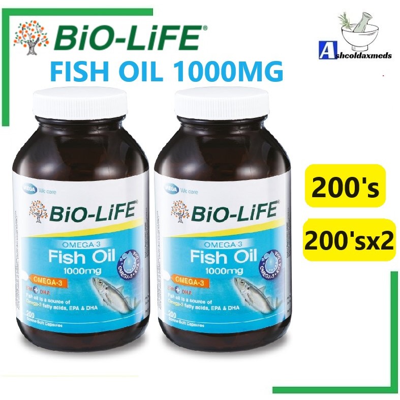 BIO-LIFE OMEGA-3 FISH OIL 1000MG 200'S OR 2X200'S (TWIN PACK) EXP05 ...