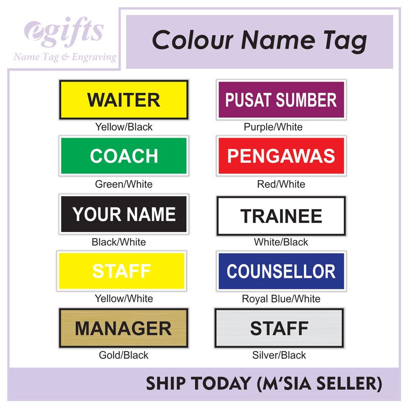 Name Tag Colour PIN, MAGNET Colour Name Tag Sekolah Pengawas Red Blue ...