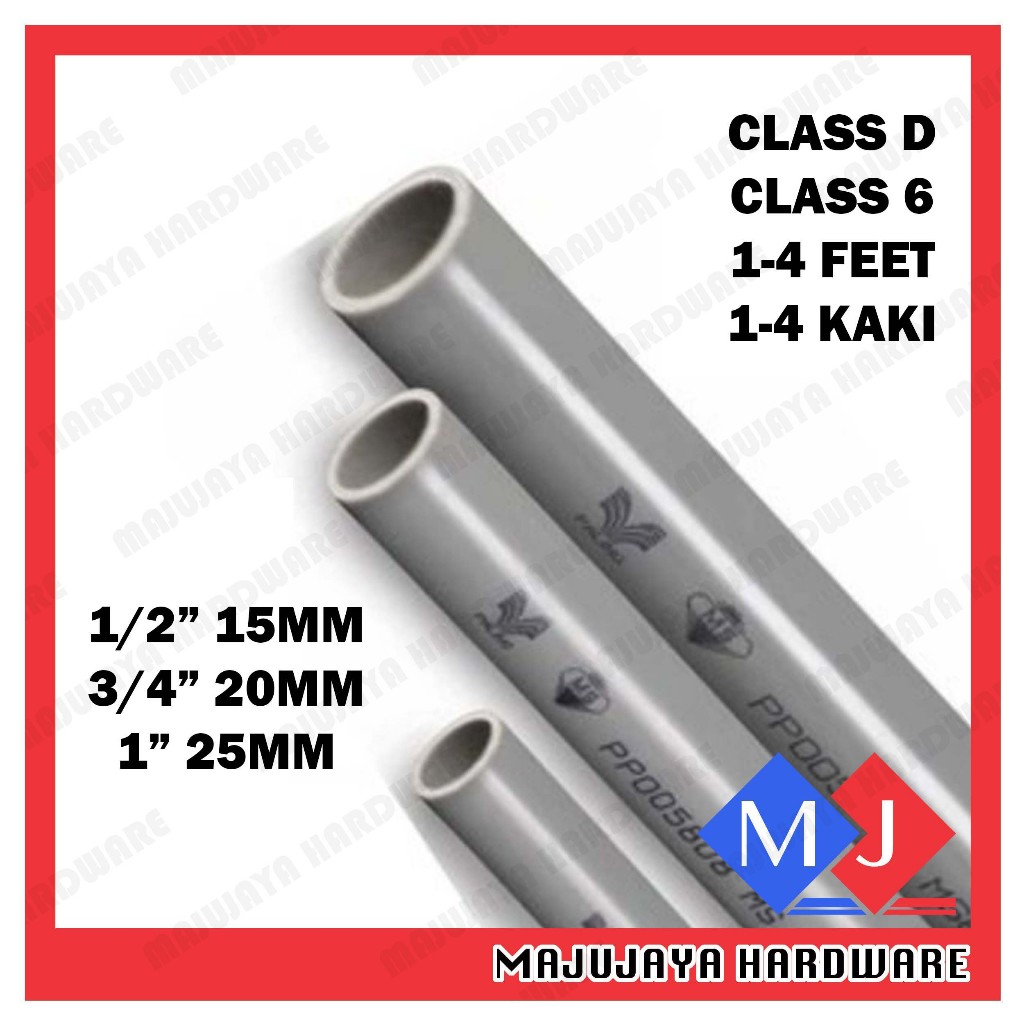 PVC Pipe CLASS D CLASS 6 Standard Paip Air PVC Paip PVC Tebal Nipis Loose Cut High Quality (1-4 ...