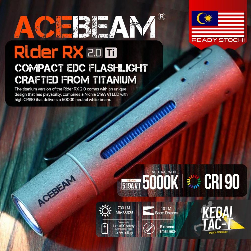 ACEBEAM Rider RX 2.0 TI - 1000L Titanium Fidget Rechargeable EDC ...