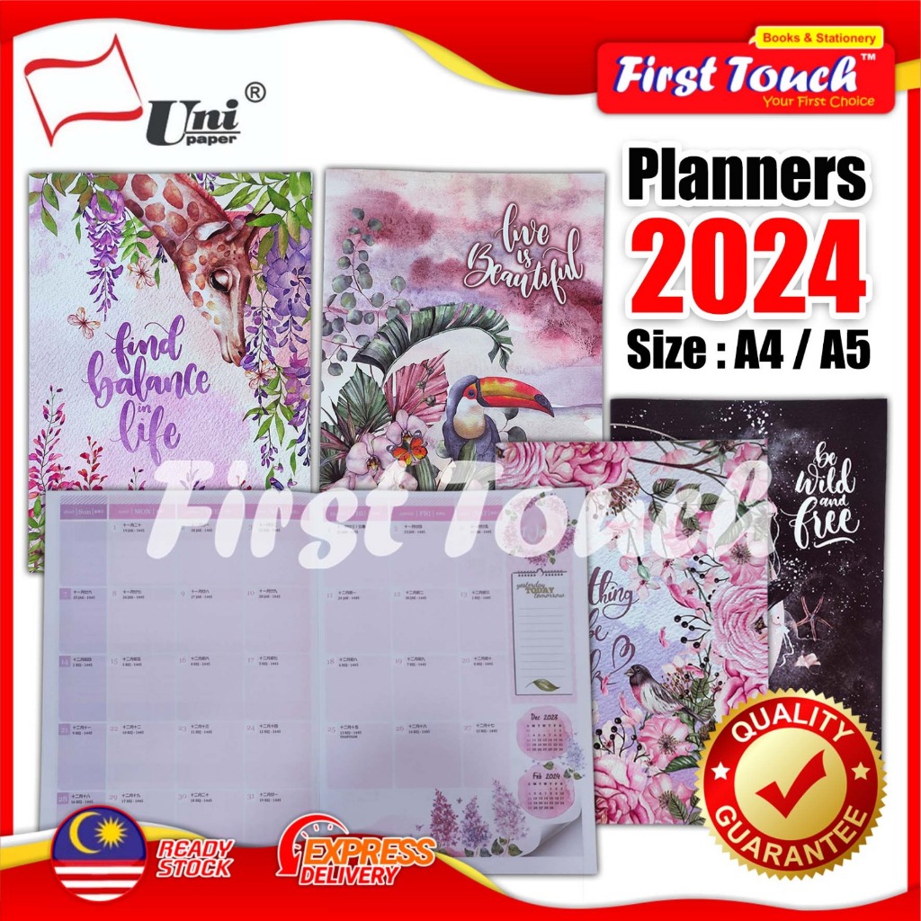 DIARY 2024 Planner Diary UNI Notebook Cute Cover Planner Monthly ...