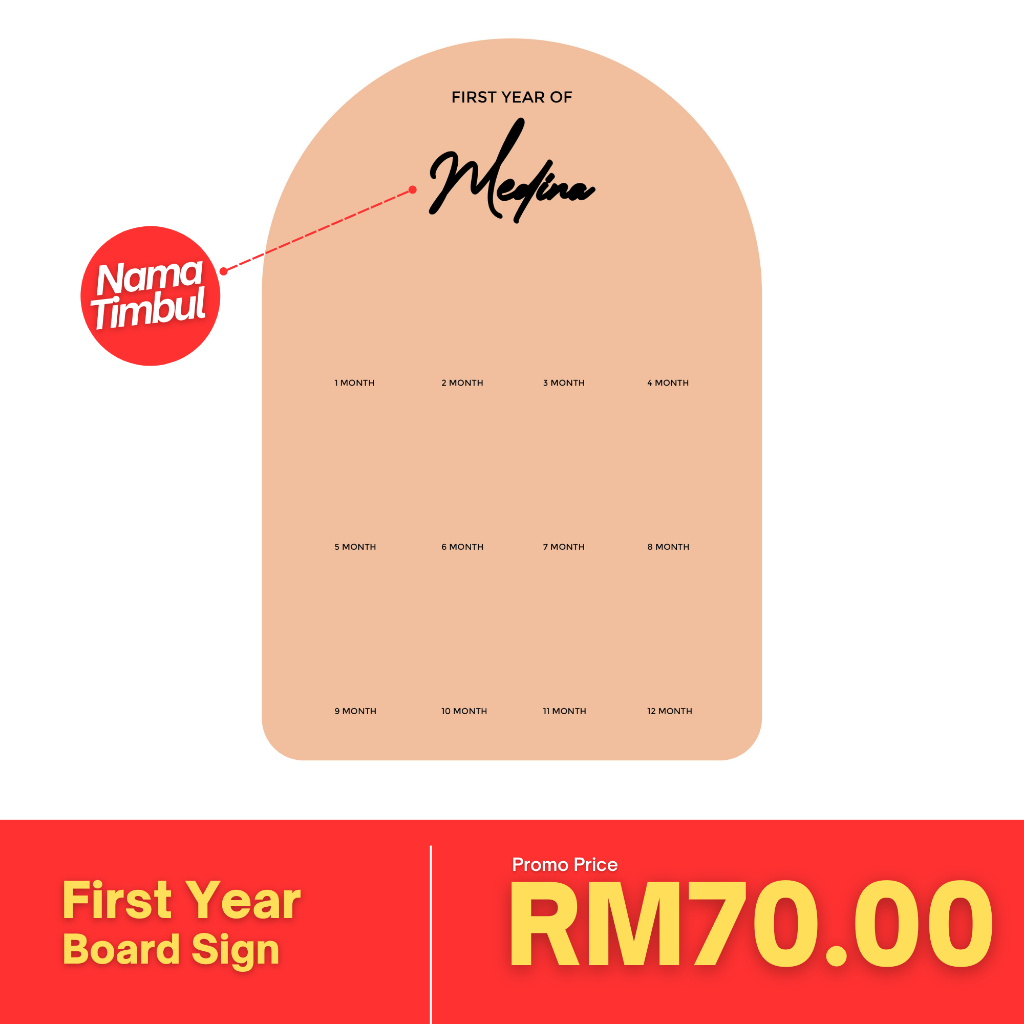 Baby Sign Board First Year Kayu Nama Timbul | Shopee Malaysia