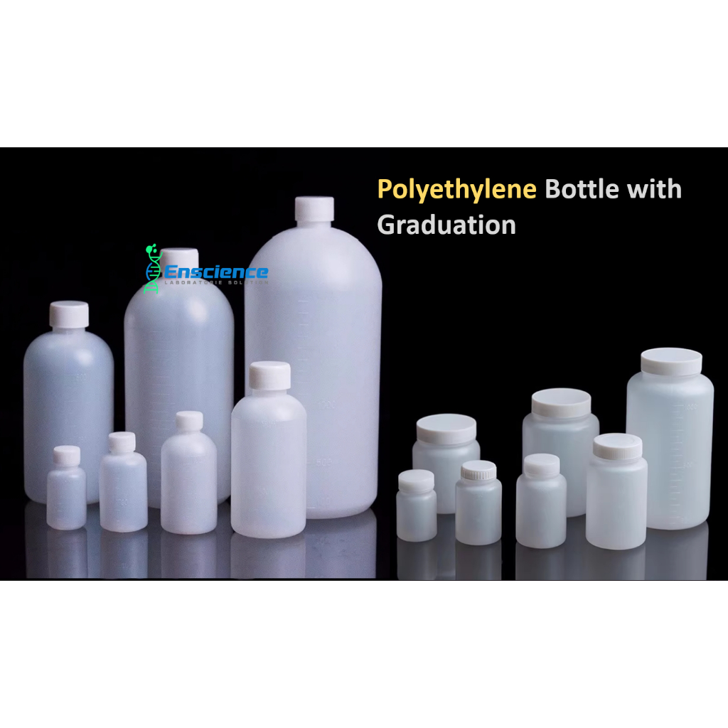 LDPE Round Reagent Storage Bottle with Graduation, Screw Cap, Narrow ...