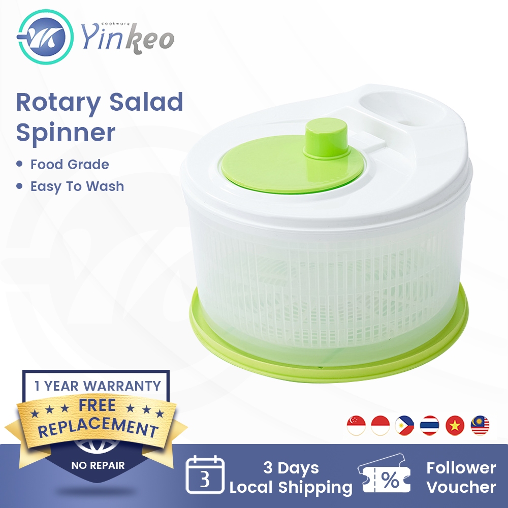 Yinkeo Rotary Salad Spinner Dehydrated Machine Vegetable Fruit Colander ...