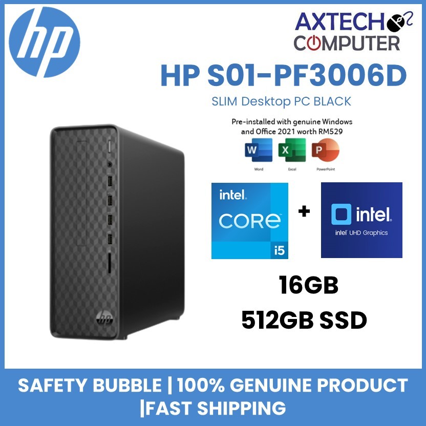 HP S01-PF3006D Slim Desktop PC ( I5-13400, 8GB, 512GB SSD, Intel, W11 ...