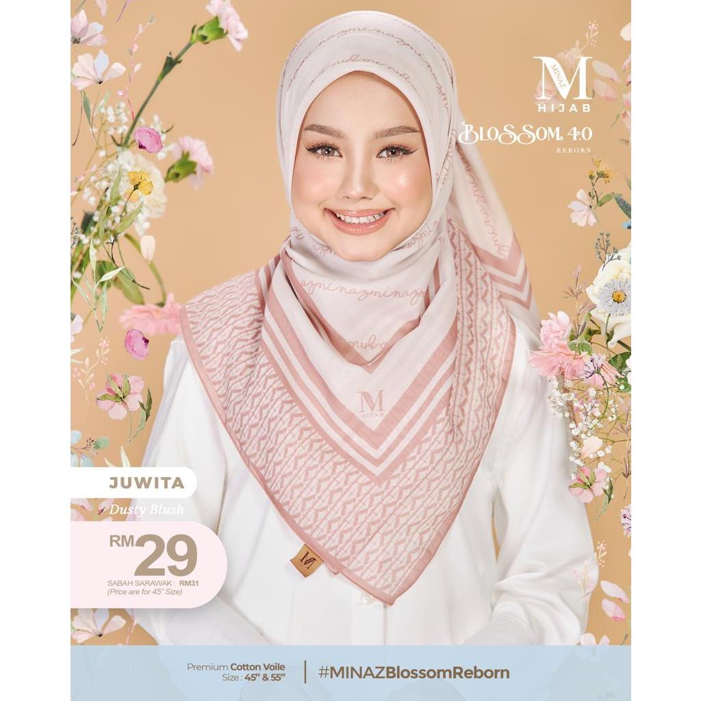 MINAZ HIJAB BLOSSOM REBORN 4.0 : JUWITA : Dusty Peach | Shopee Malaysia