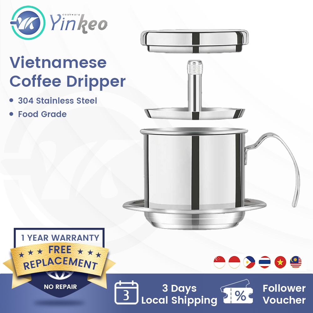 Yinkeo Stainless Steel Vietnamese Coffee Dripper Filter Reusable ...