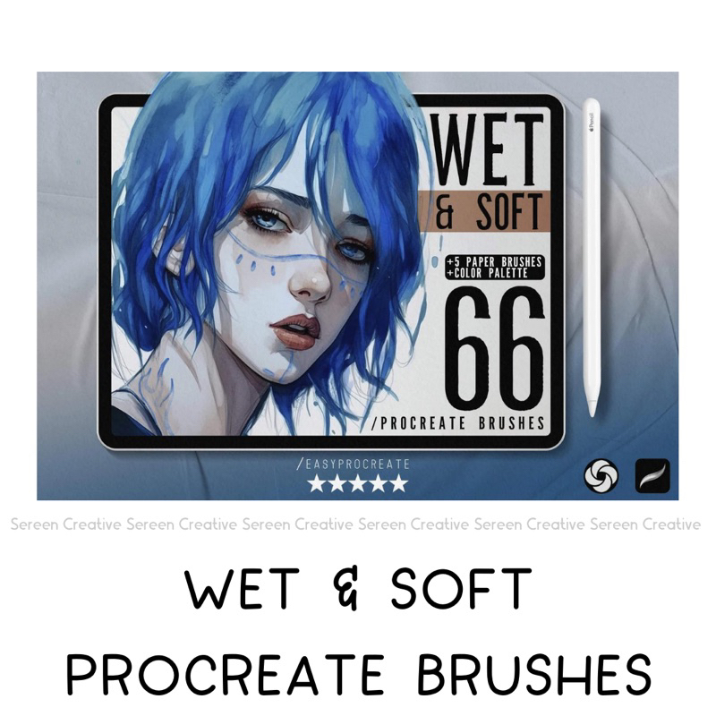 P776 Wet And Soft Procreate Brushes With Bonus Paper Textures Color ...