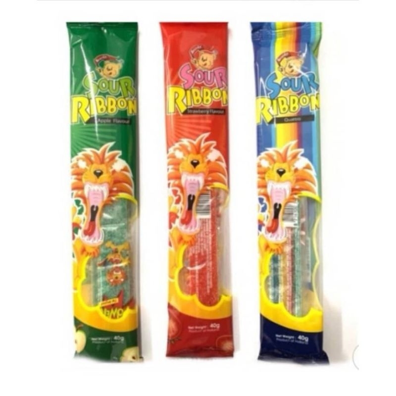 Beardy Sour Ribbon Power Belt Candy 40g Multi Flavour Strawberry, Apple ...