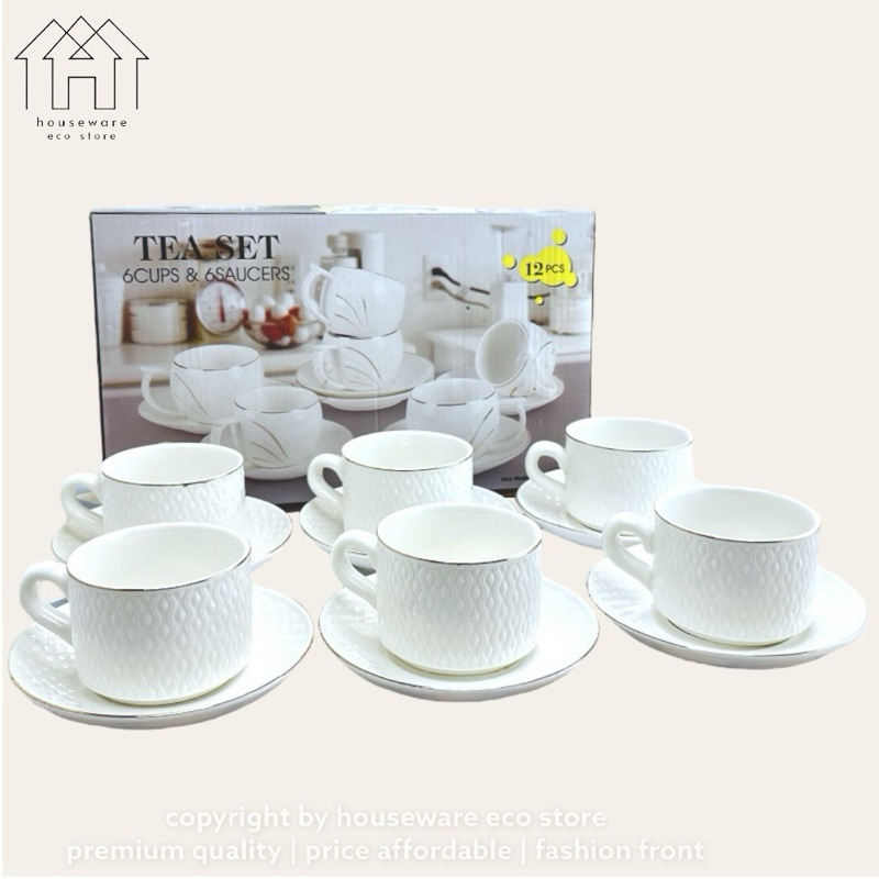 12pcs Ceramic Mug With Saucer / Cawan Seramik Cawan Set ins Kopi Latte ...