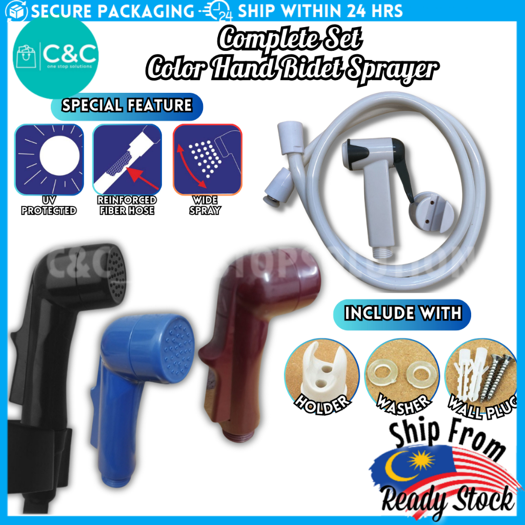 C&C PVC Hand Bidet Set PVC Spray Hand Bidet Flexible Hose and Wall ...