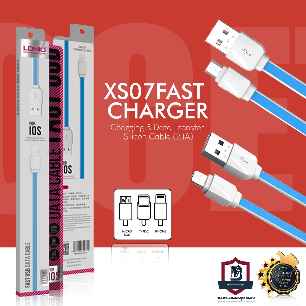 LDNIO XS07 XS-07 IP / Micro / Type C Fast Charging & Data Transfer ...