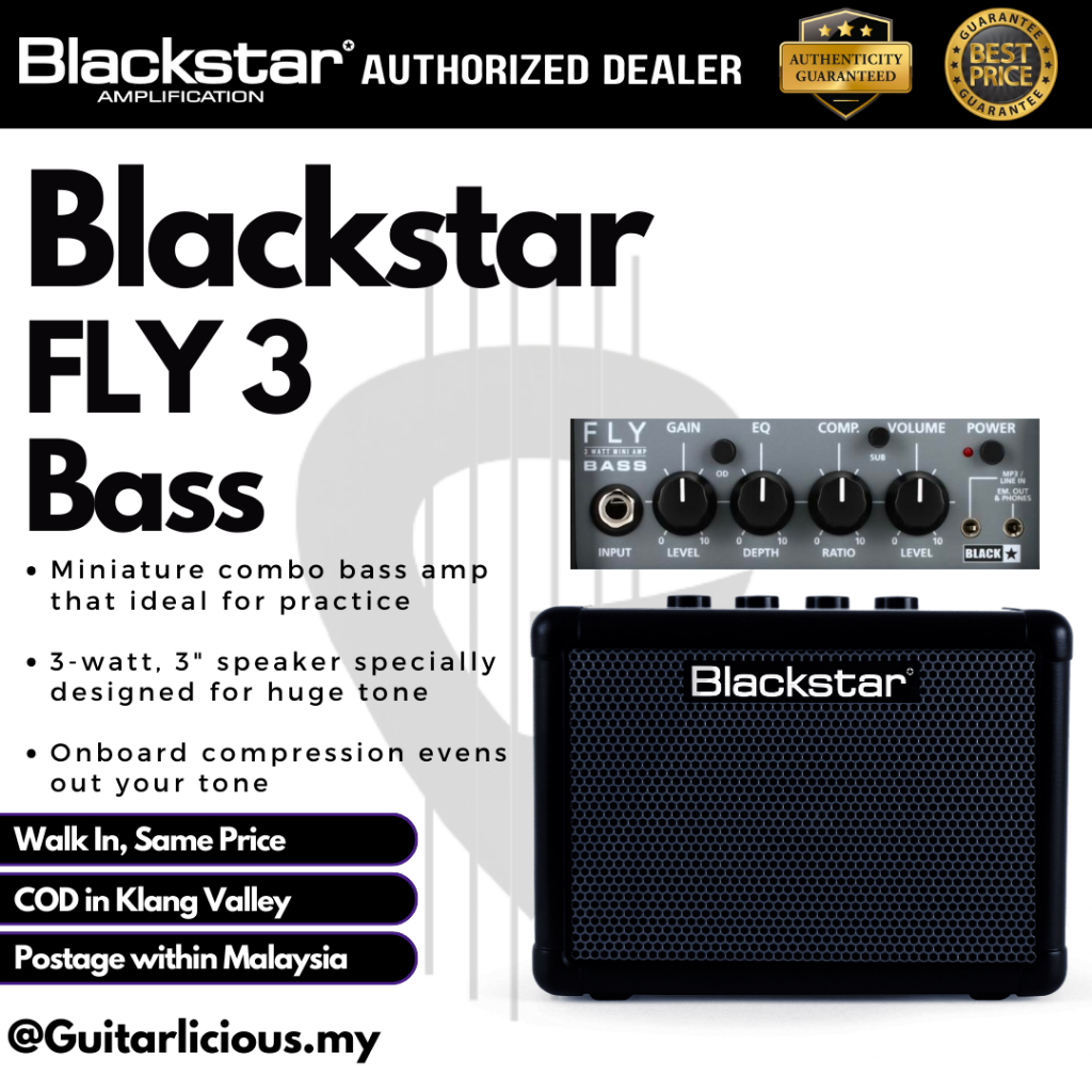 BLACKSTAR Fly 3 Bass Mini Amplifier (3watts) - ( FLY3 Bass ) FLY 3 Bass ...