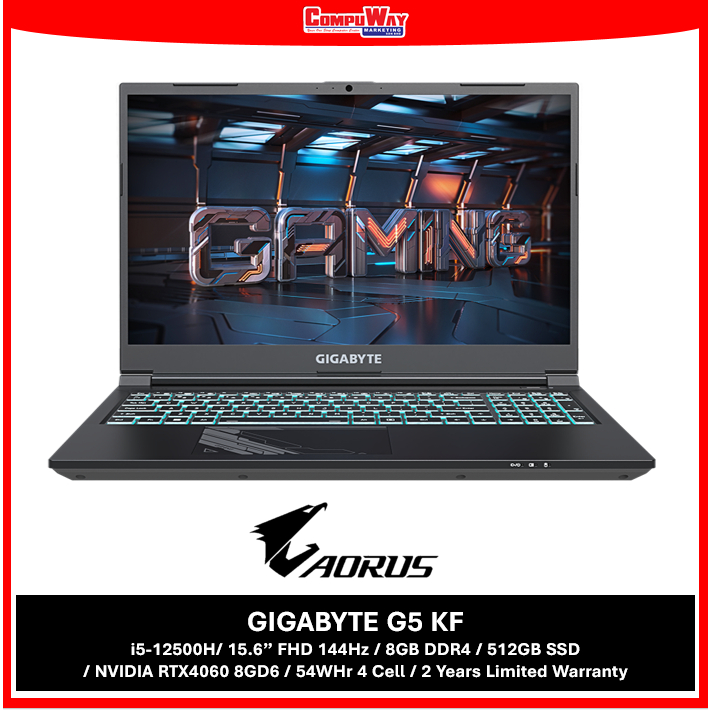 GIGABYTE G5 KF (BLACK/15.6 FHD 144HZ/I5-12500H/8GB/512GB/RTX4060 8GD6/W11/2Y) | Shopee Malaysia