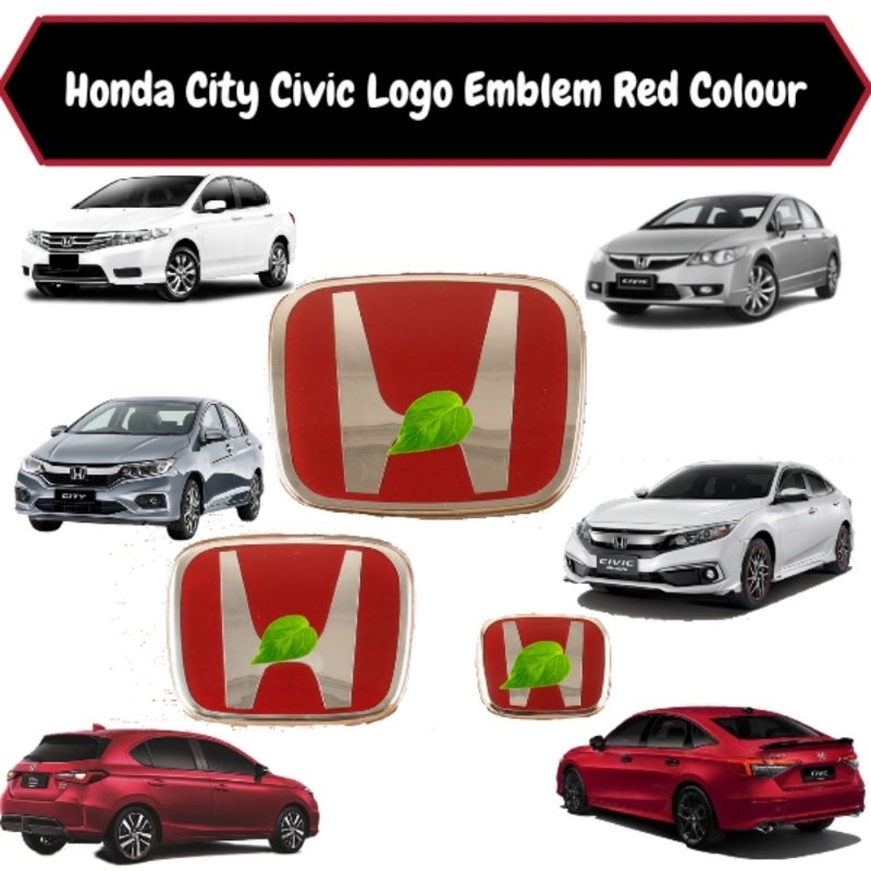 Honda City Civic Red Colour Logo Emblem | Shopee Malaysia