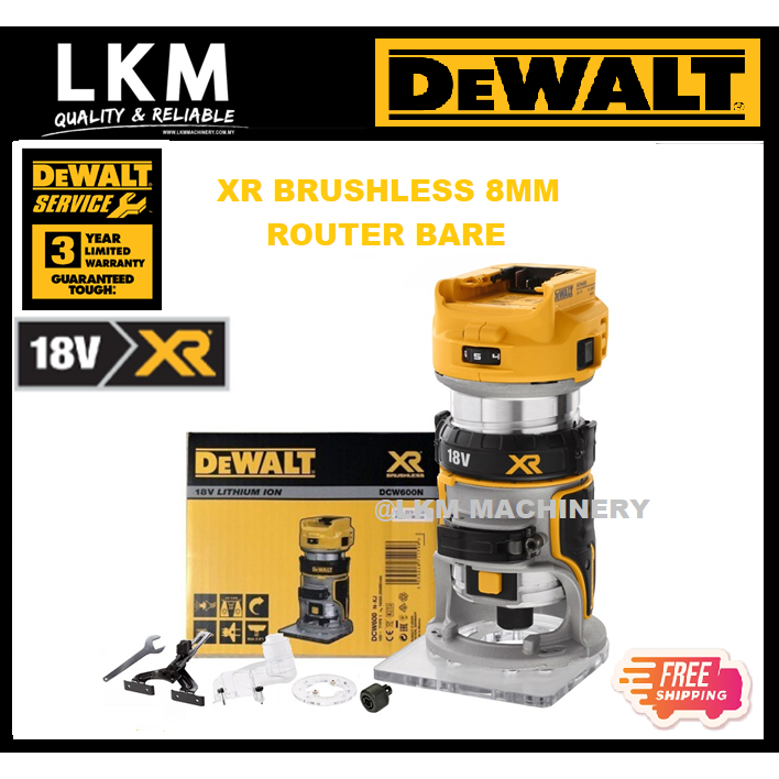 DEWALT DCW600N-XJ BL 8mm Router with Fixed Base 18V (Bare Unit No ...
