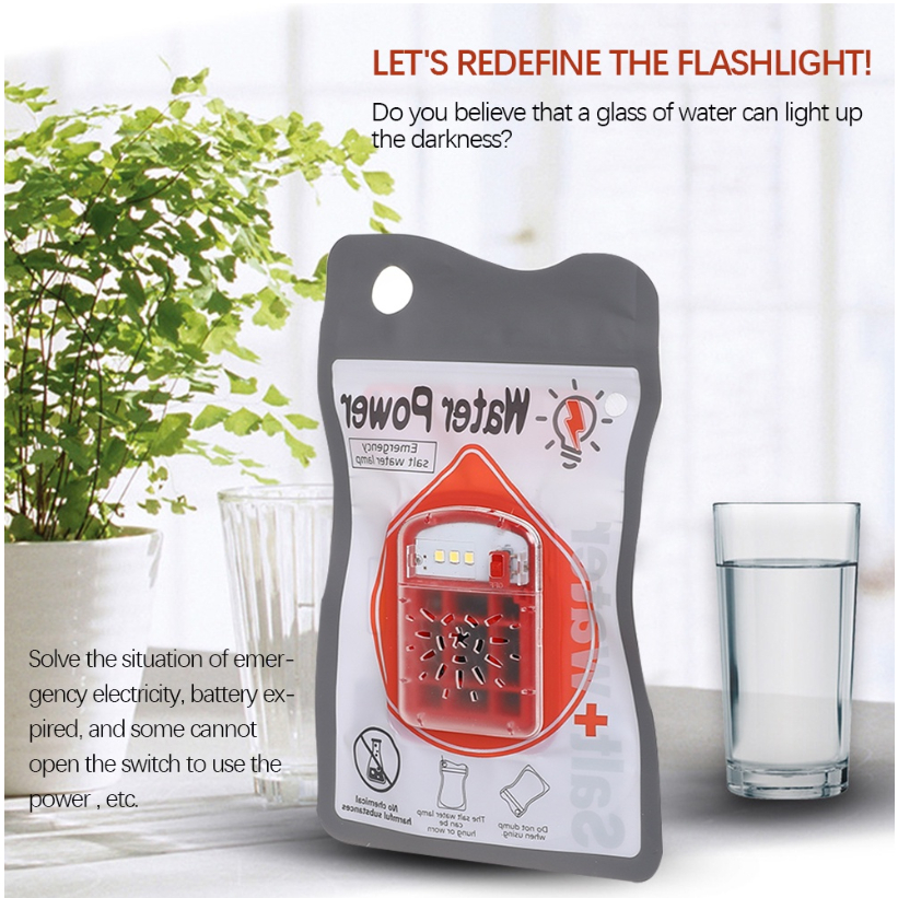 Emergency Salt Water Lamp LED Lamp Survival Emergency Light Source No ...