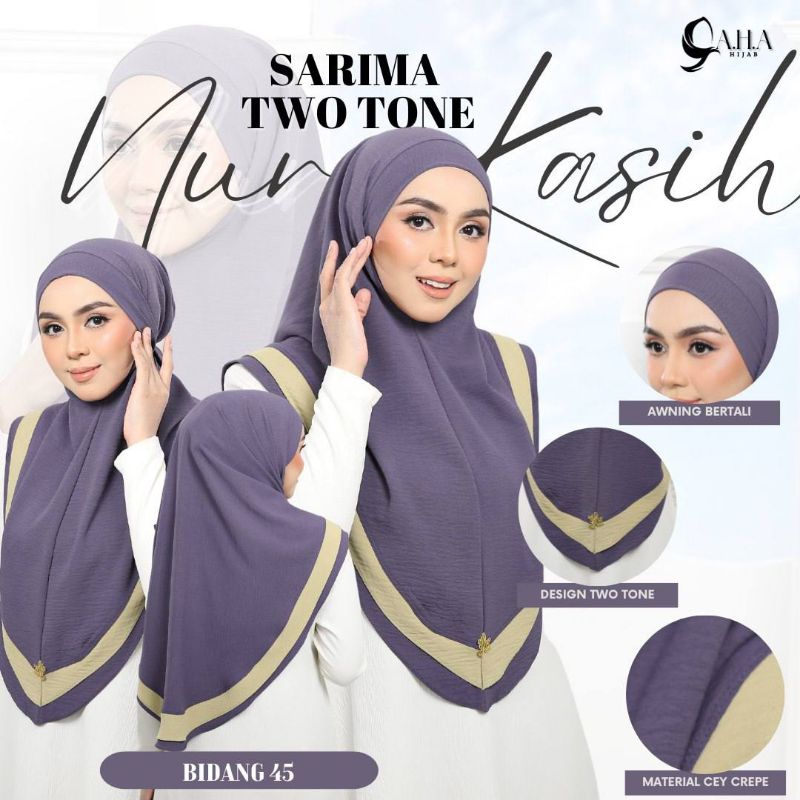 SARIMA TWO TONE NUR KASIH CEY CREPE BIDANG 45 | Shopee Malaysia