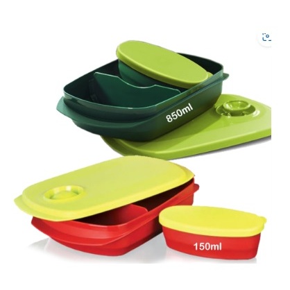 Tupperware Reheatable Lunch Box Crystalwave Rect 1000ml Divided Lunch ...