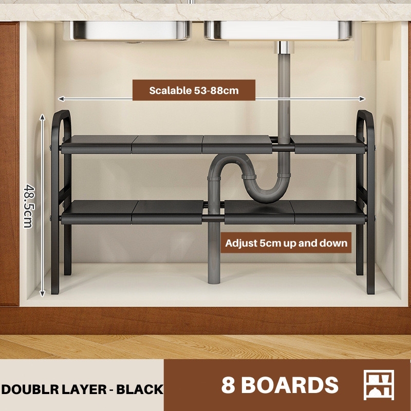 UPGRADED VERSION 1L & 2L Extendable Stainless Steel Under Sink Rack ...