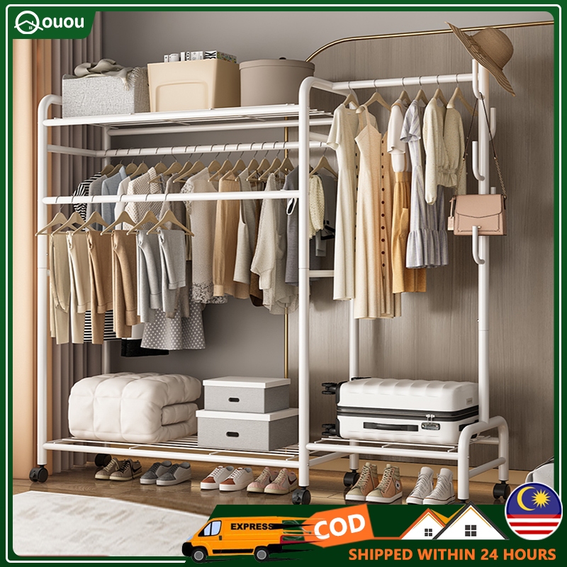 Oo 150cm Rak Baju Besi Ampaian Baju Strong Steel Structure Portable ...