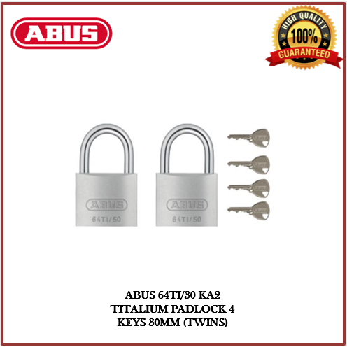 ABUS 64TI/30 KA2 TITALIUM PADLOCK 4 KEYS 30MM (TWINS) | Shopee Malaysia