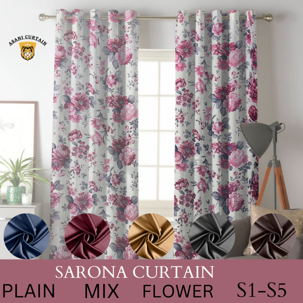 Langsir Sorona / Ready Made Curtain / Langsir Bercorak Bunga / Langsir ...