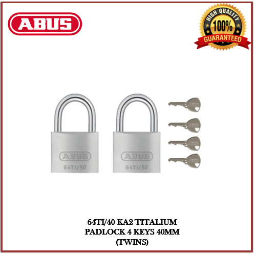 ABUS 64TI/40 KA2 TITALIUM PADLOCK 4 KEYS 40MM (TWINS) | Shopee Malaysia