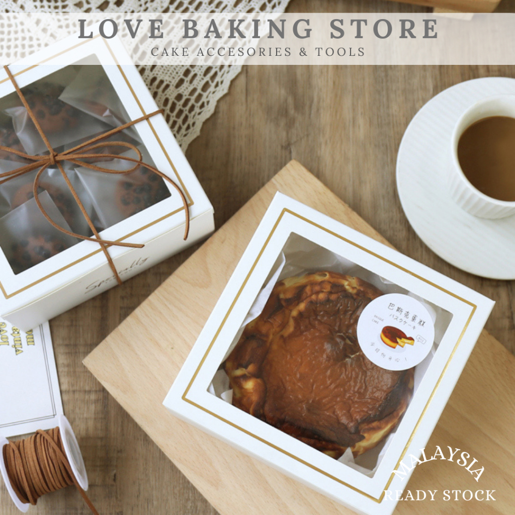 LBS • White 4 holes Cupcake box Cheese Cake box Basque Cake Box Kotak ...