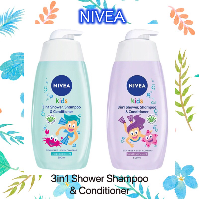 NIVEA Kids 3-in-1 Shower, Shampoo & Conditioner Sparkle Berry/magic ...