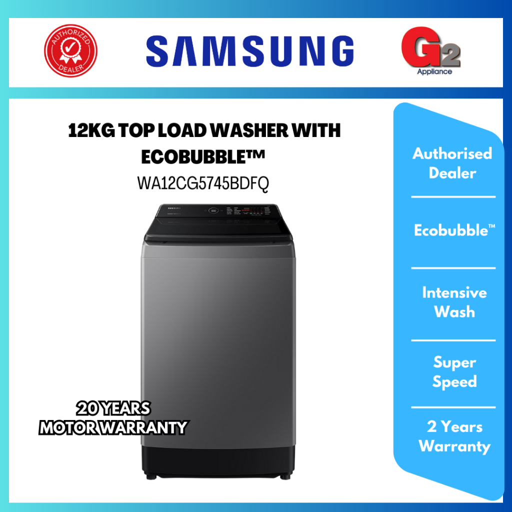 SAMSUNG [AUTHORISED DEALER] 12KG TOP LOAD WASHER WITH ECOBUBBLE ...
