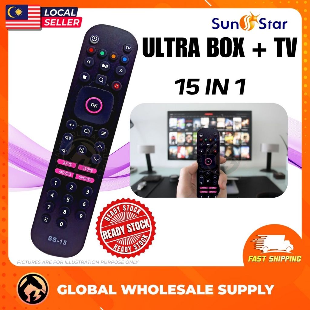 [15 IN 1] SUNSTAR SS-15 OEM Universal PVR Remote Control Decoder ATSRo ...